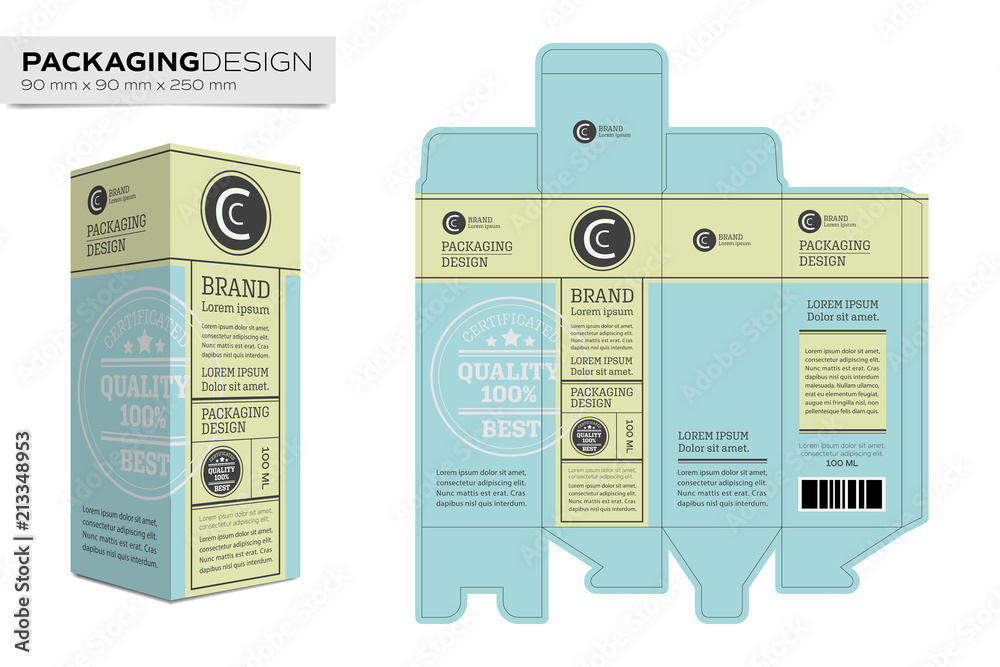 Packaging design template box layout for cosmetic product. Vintage ...