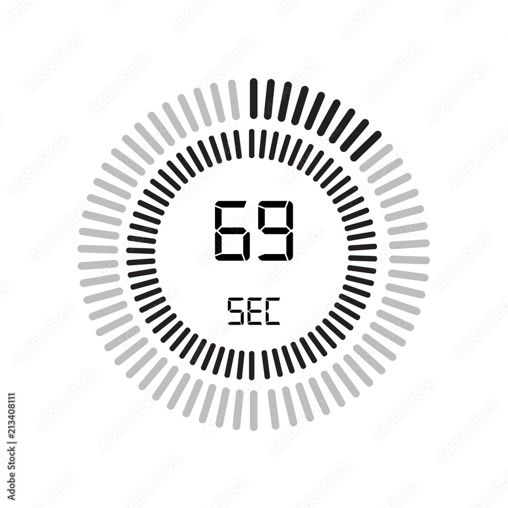 The 69 seconds icon, digital timer. clock and watch, timer, countdown ...