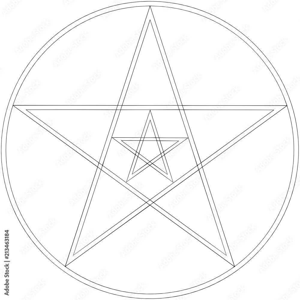 Outline drawing of pentagram for coloring and meditation Stock Vector ...
