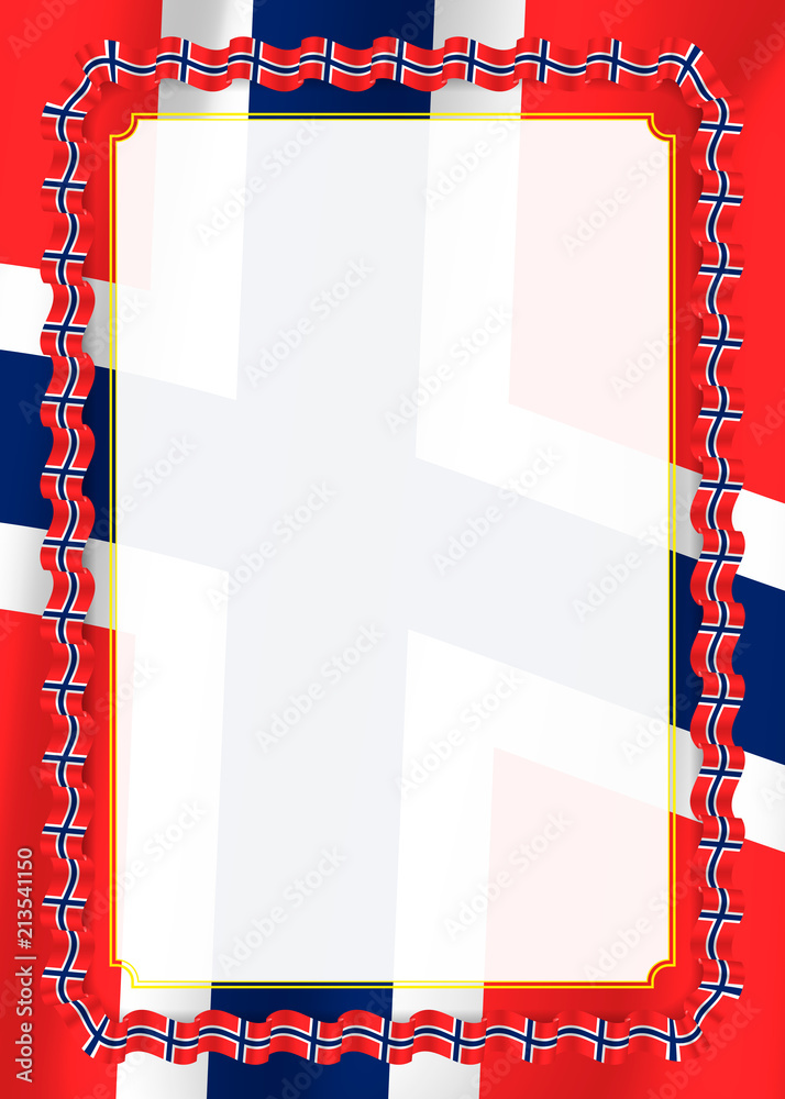 Frame and border of ribbon with Norway flag, template elements for your ...