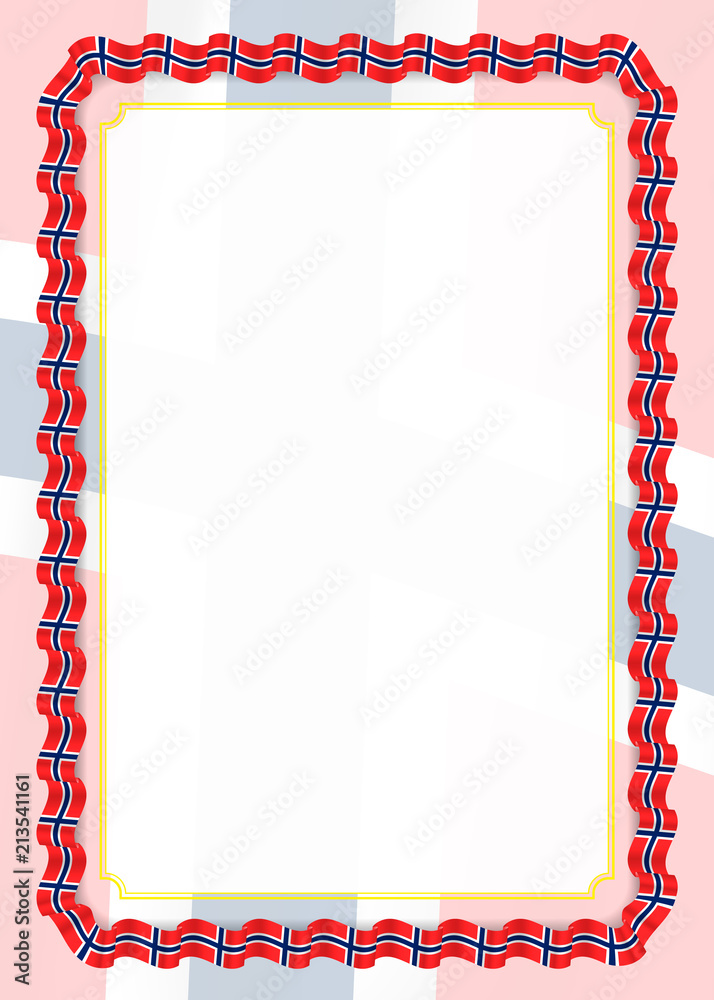 Frame and border of ribbon with Norway flag, template elements for your ...
