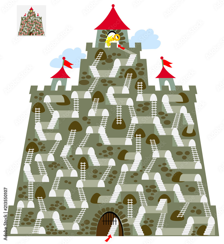 Logic puzzle game with labyrinth for children and adults. Find the way ...