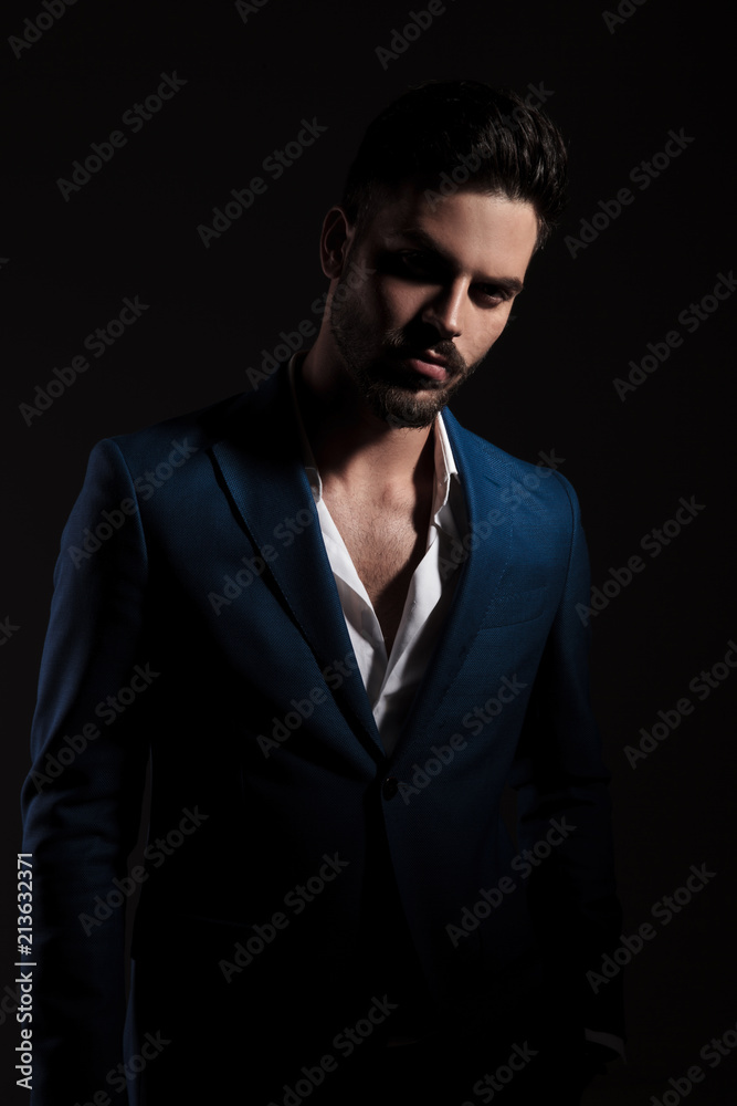 Stock-Foto „sexy smart casual man with undone shirt standing“ | Adobe Stock