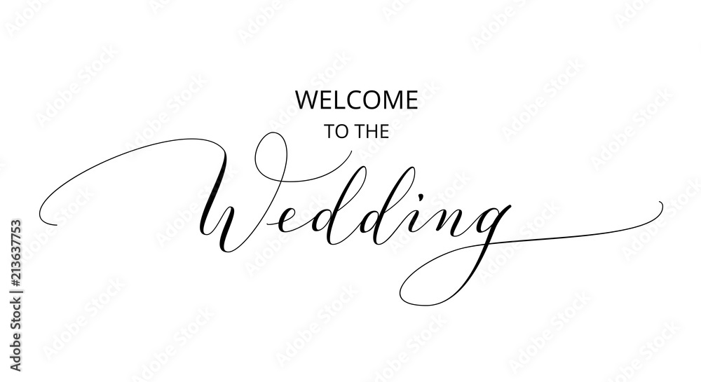 Стоковое векторное изображение «Welcome to the wedding text, hand ...