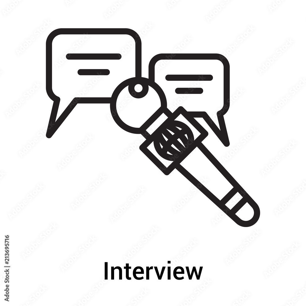 Interview icon vector sign and symbol isolated on white background ...