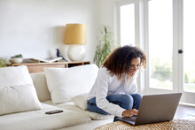 Woman Using Laptop On The Sofa Free Stock Photo - Public Domain Pictures
