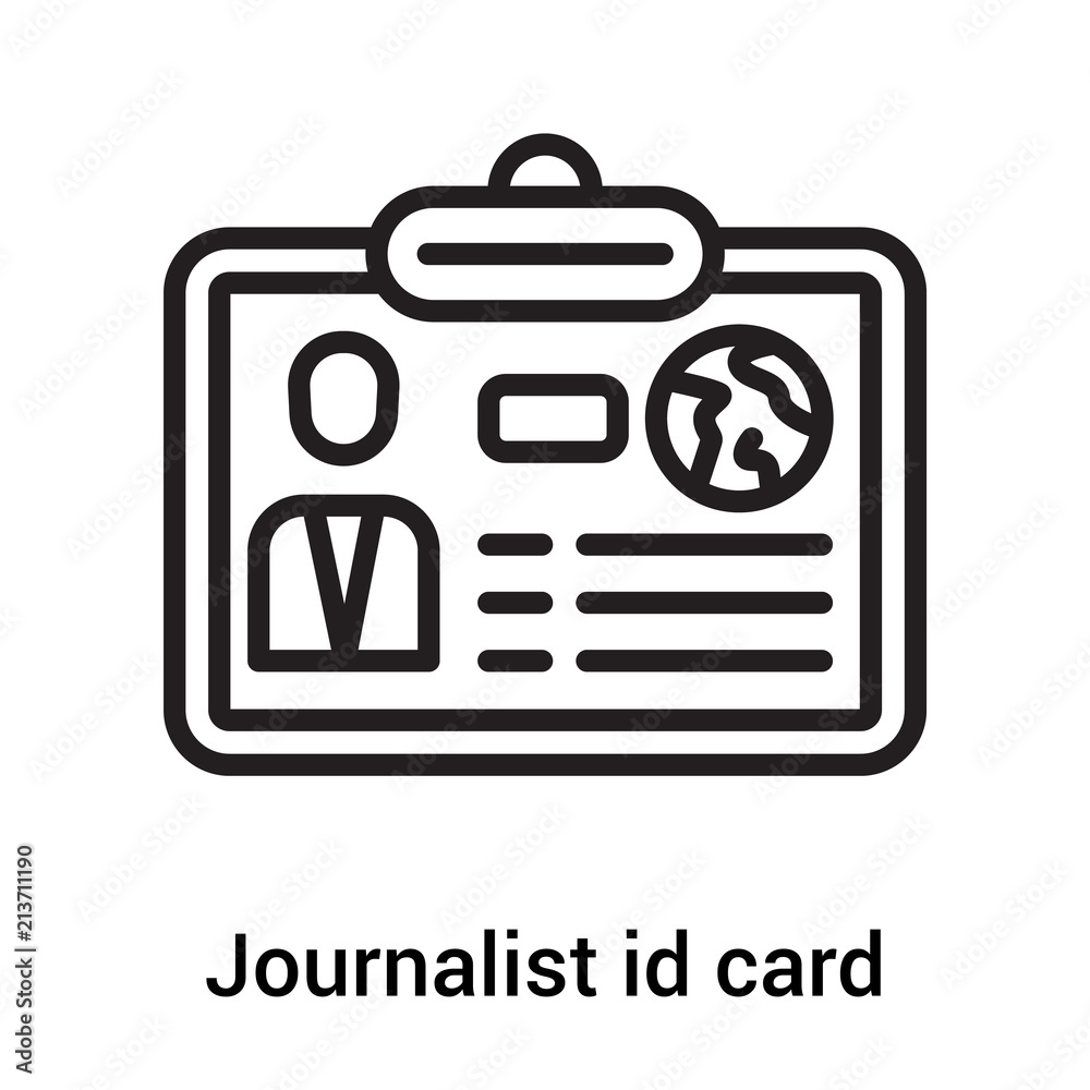 Journalist id card icon vector sign and symbol isolated on white ...