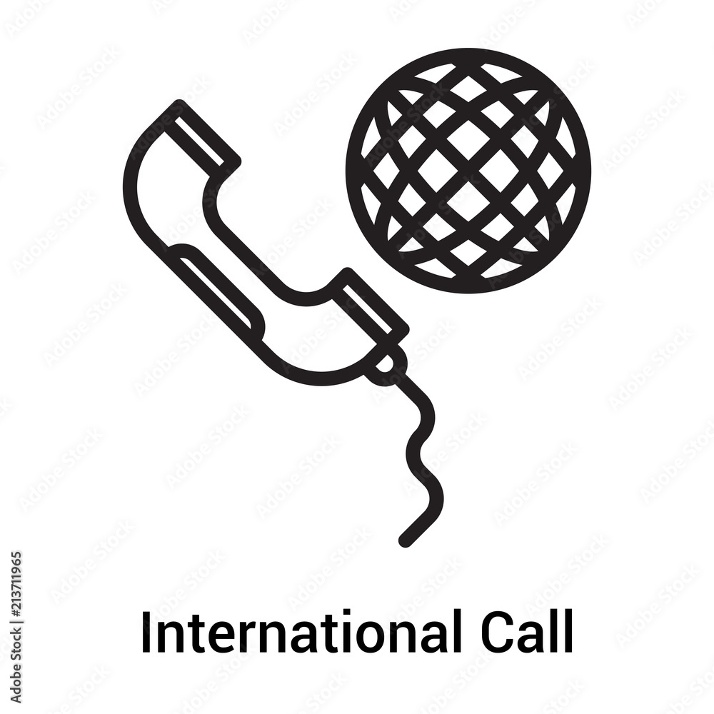 International Call icon vector sign and symbol isolated on white ...