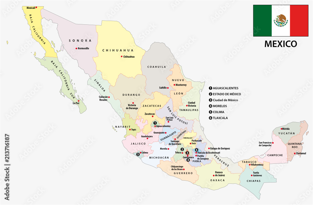 Large Detailed Political And Administrative Map Of Mexico Mexico