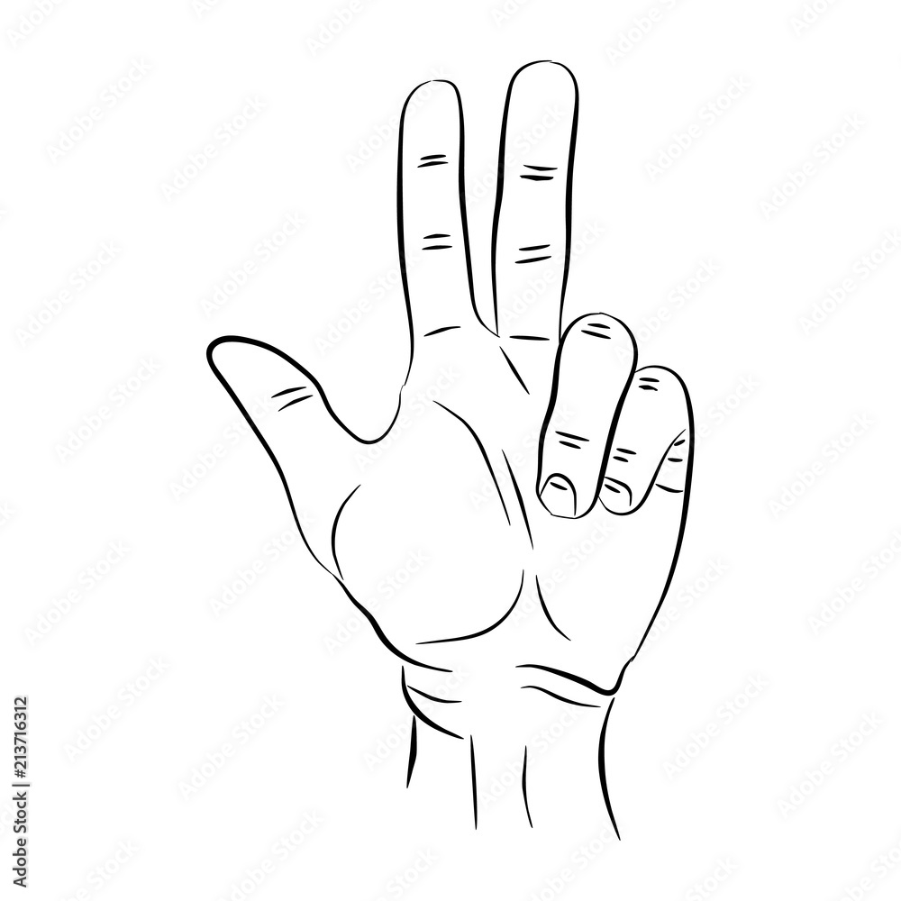3 fingers icon. Three fingers up count gesture isolated vector ...