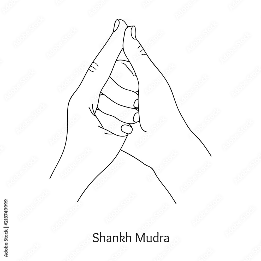 Shankh Mudra / Gesture of Shell. Vector. Stock Vector | Adobe Stock