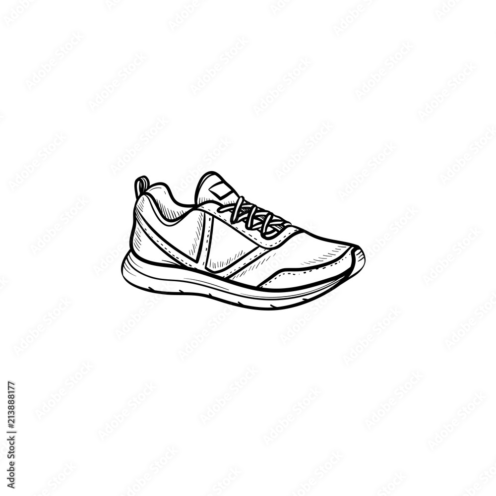 Sneaker, running shoe hand drawn outline doodle icon. Sport, style ...