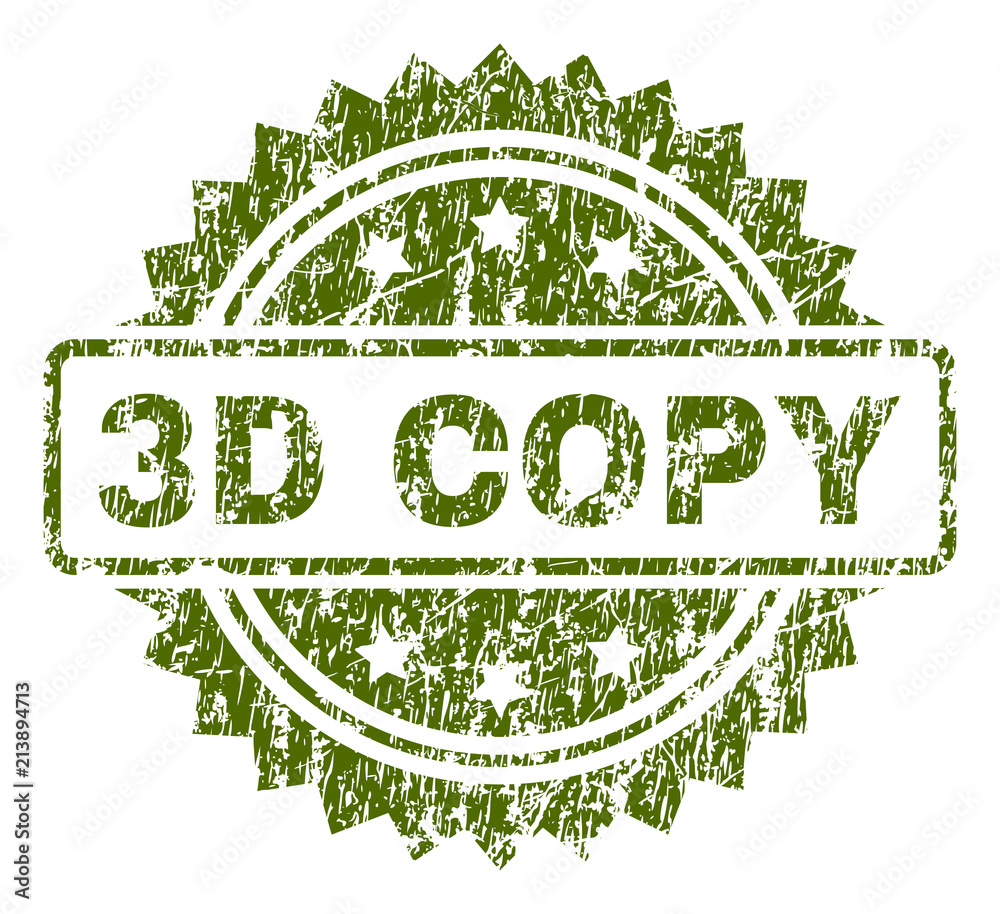 3D COPY stamp seal watermark with rubber print style. Green vector ...