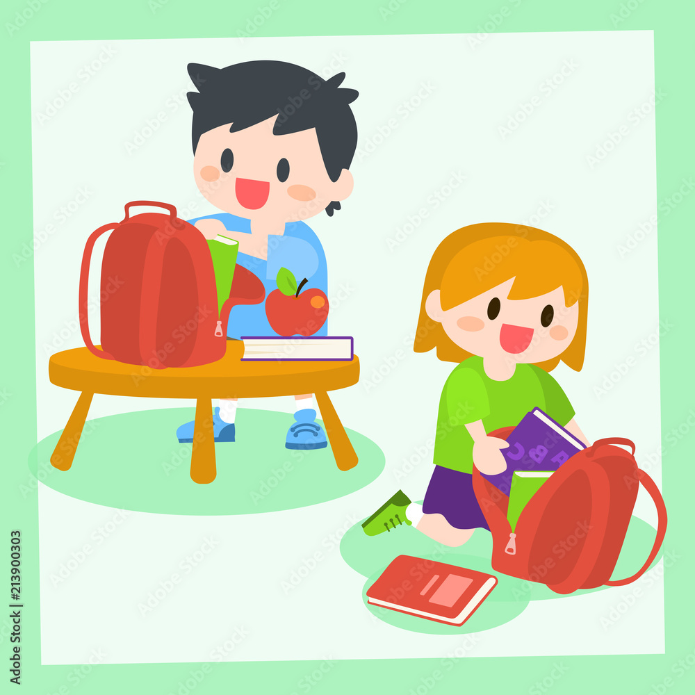 Put On Backpack Clipart