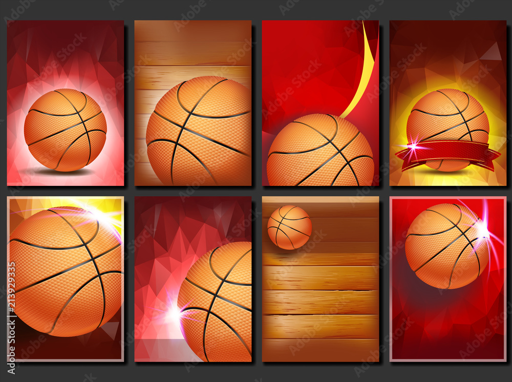 Basketball Poster Set Vector. Empty Template For Design. Basketball ...