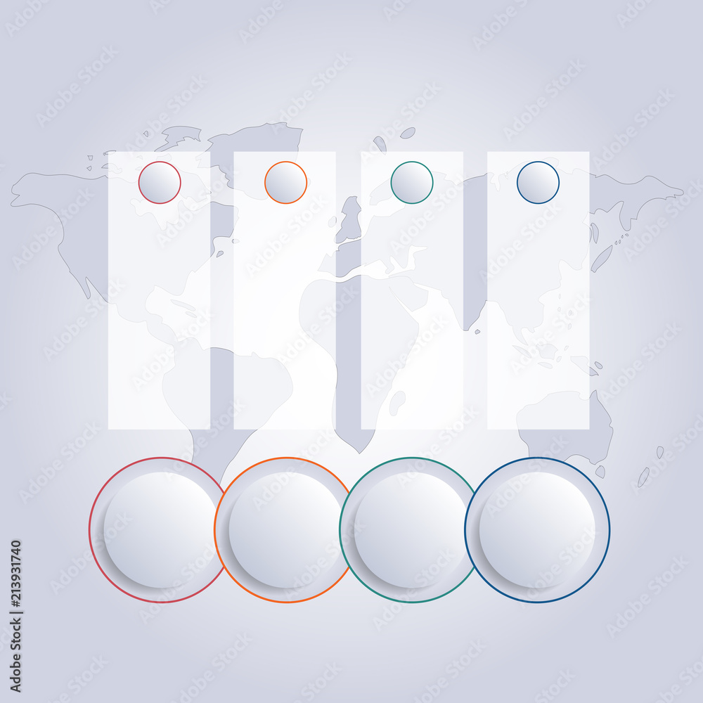 Template for Infographics. Bubble chart 4 positions on the world map ...