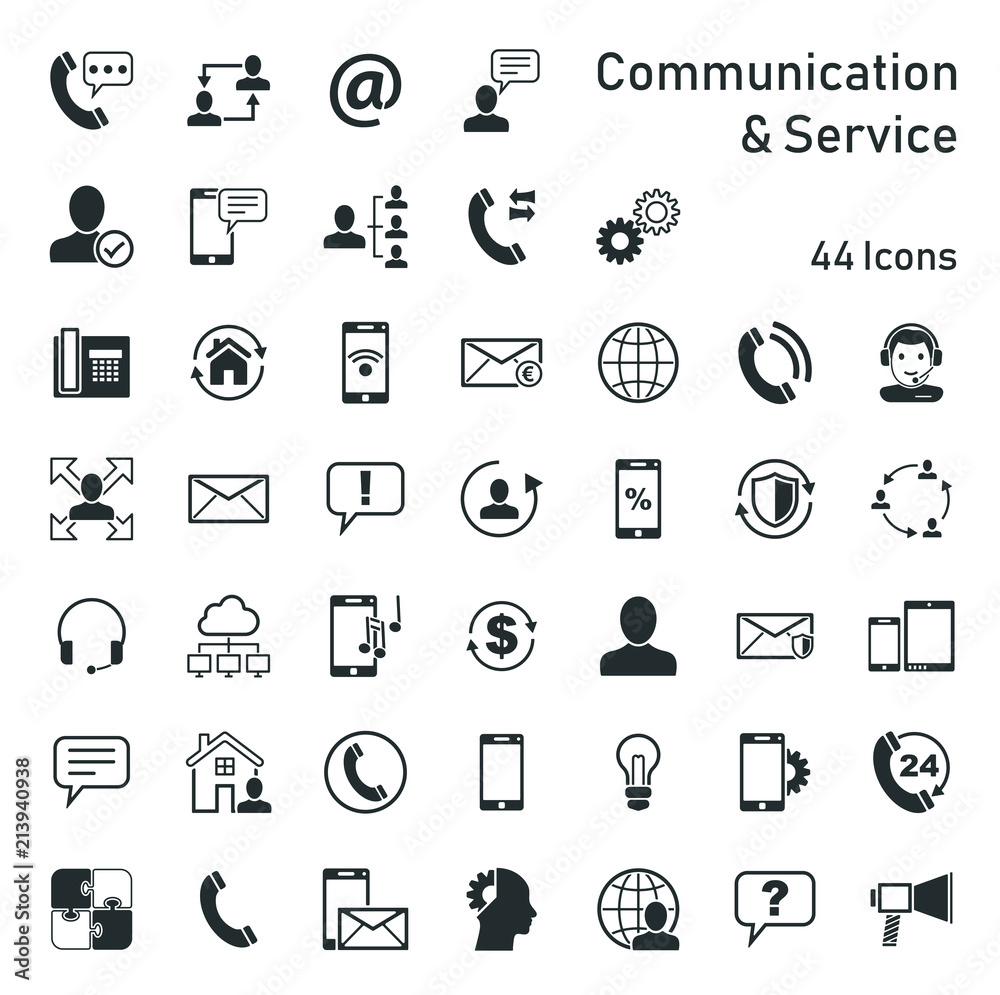 Communication & Service - Iconset Stock Vector | Adobe Stock