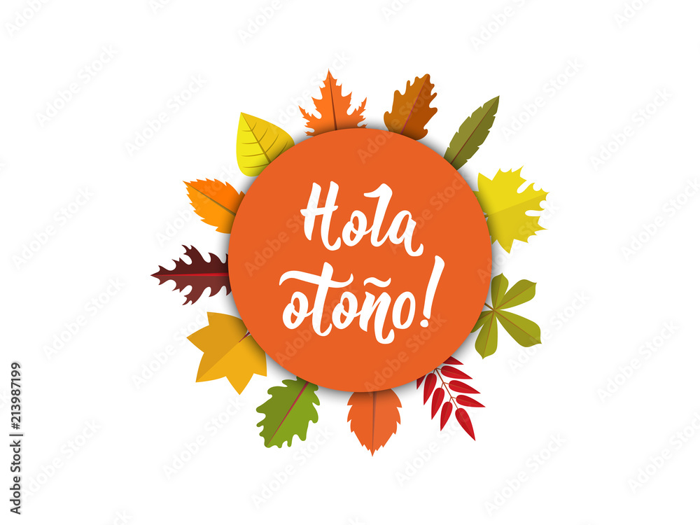 Hola otono Lettering. Spanish translation: Hello autumn. calligraphy ...