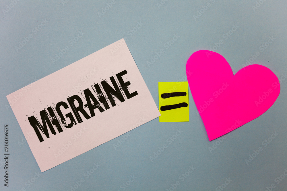 Handwriting text writing Migraine. Concept meaning Recurrent headache ...