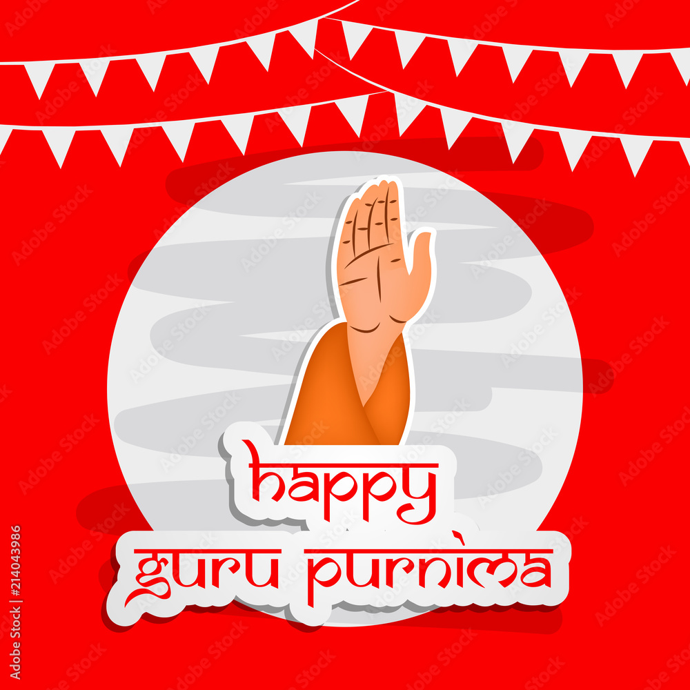 illustration of hands giving blessing with happy Guru Purnima text on ...