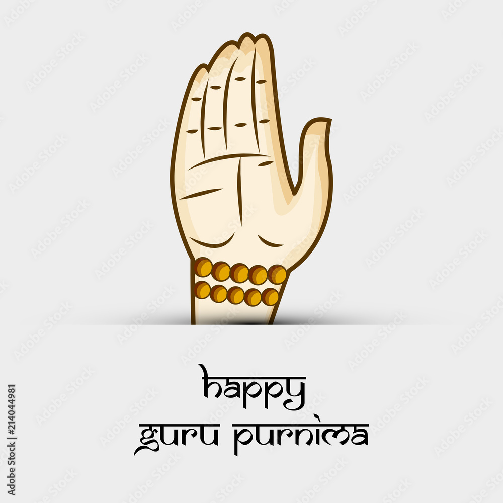 illustration of hand giving blessing with happy Guru Purnima text on ...