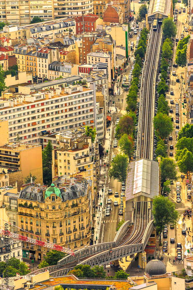 Aerial view from observation deck of Montparnasse tower above M6 ...