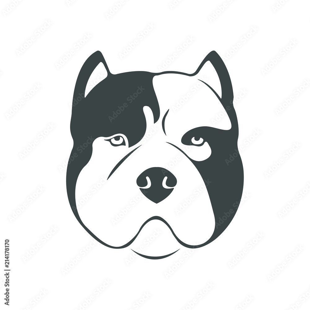 Portrait of an American bull dog. The American bully icon for the logo ...