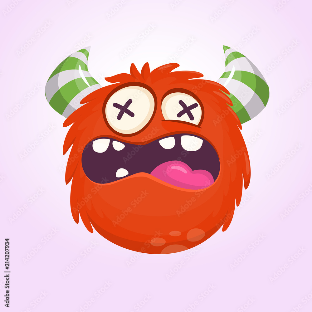 Angry cartoon monster. Angry red monster emotion. Halloween vector ...