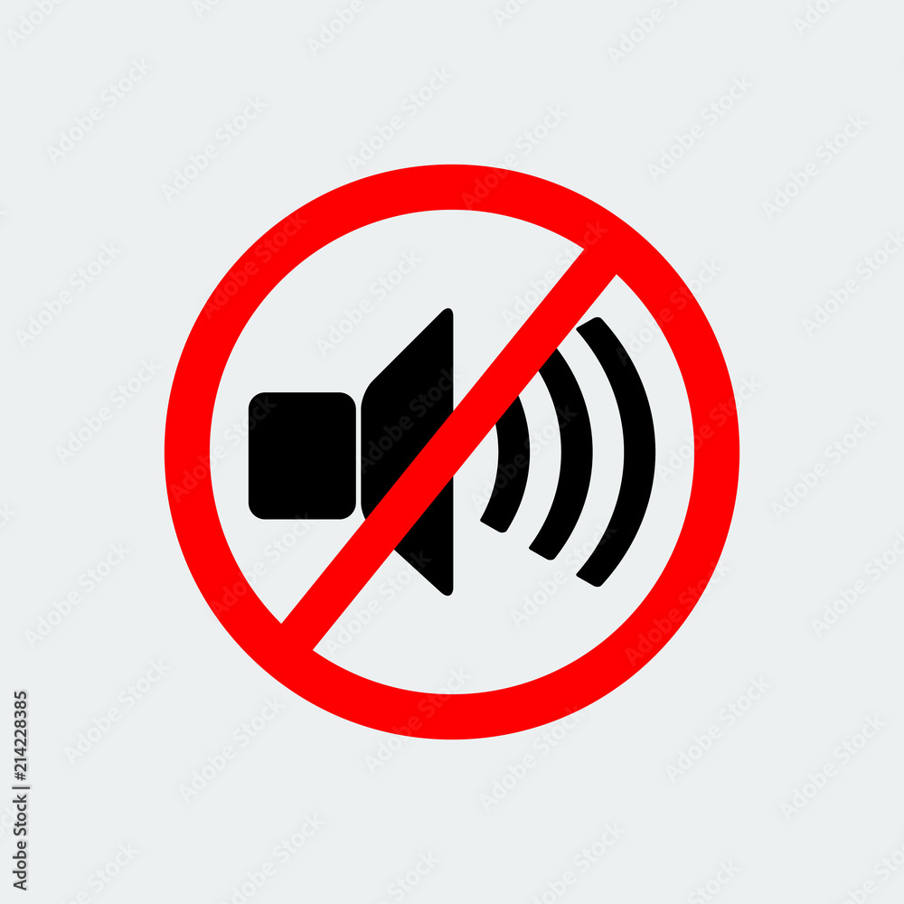 No Loud Music Prohibition Stop Symbol .Vector Illustration Stock Vector ...
