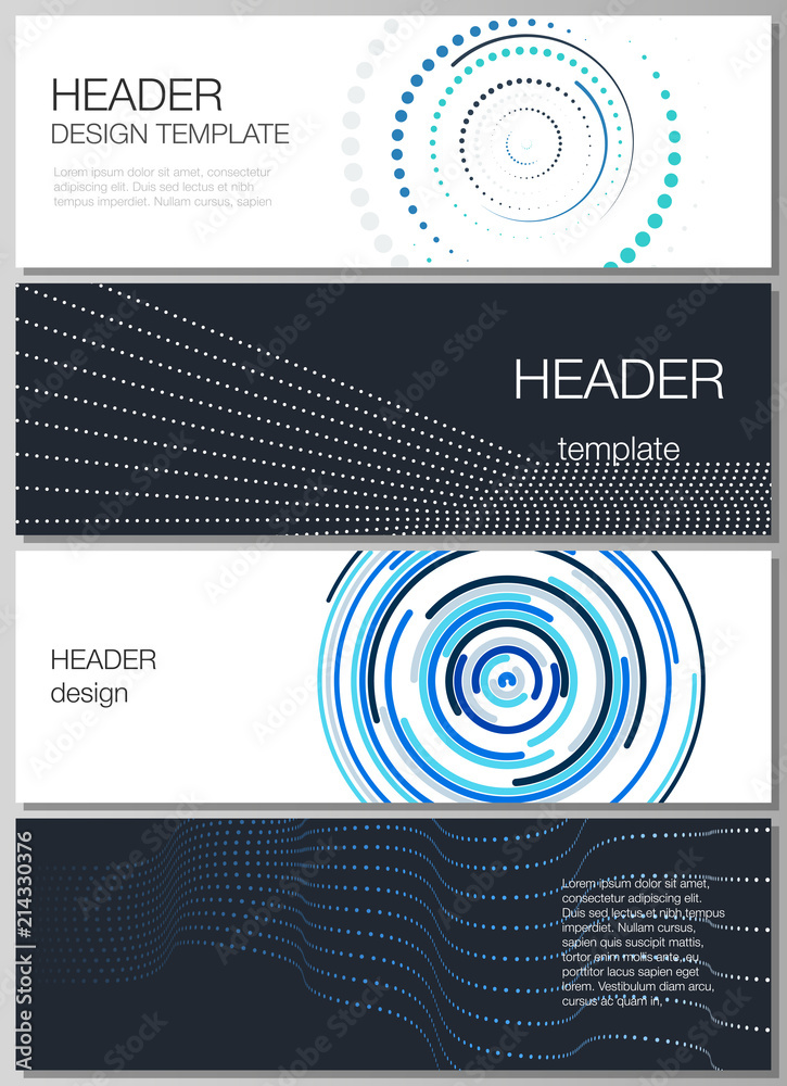 The minimalistic vector illustration of the editable layout of headers ...