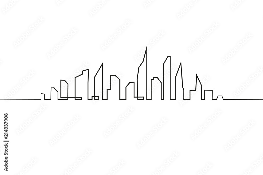 Silhouette of the city in a flat style. Modern urban landscape. Vector ...