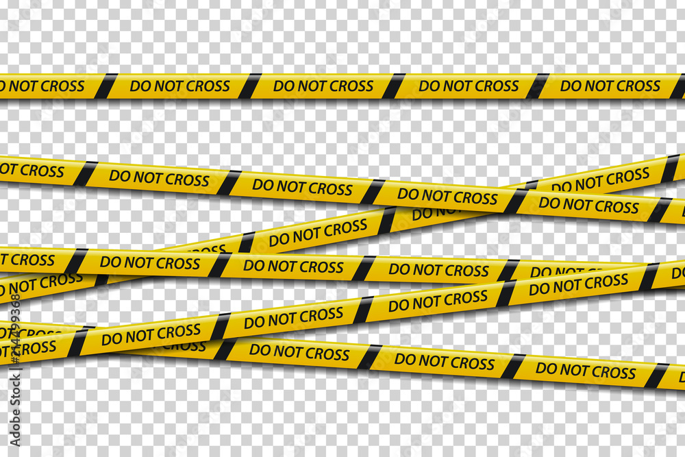 Vector set of realistic isolated caution tape with Do Not Cross sign ...