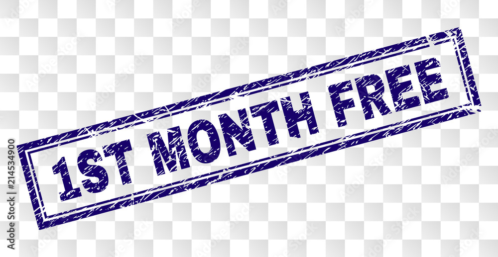 1ST MONTH FREE stamp seal print with scratched style and double framed ...