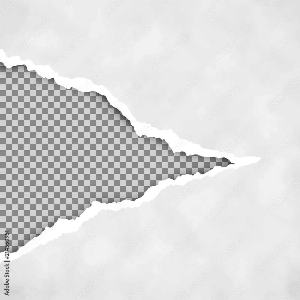 Gray ripped open paper with transparent background. Torn paper sheet ...