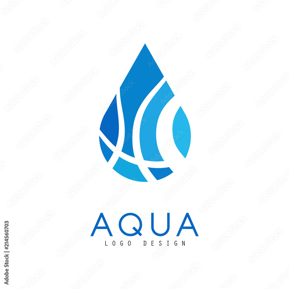 Aqua logo design, corporate identity template with blue water drop ...