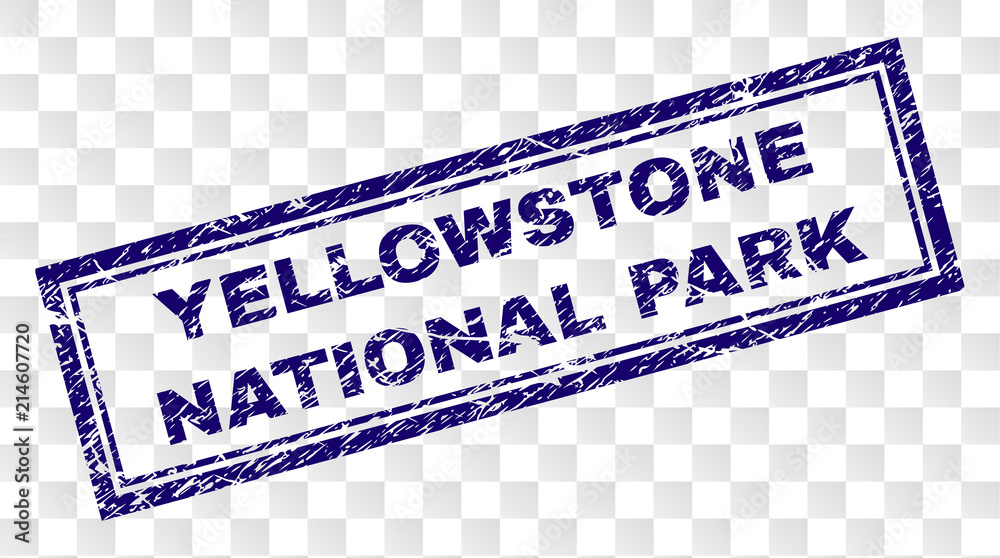 YELLOWSTONE NATIONAL PARK stamp seal print with grunge style and double ...