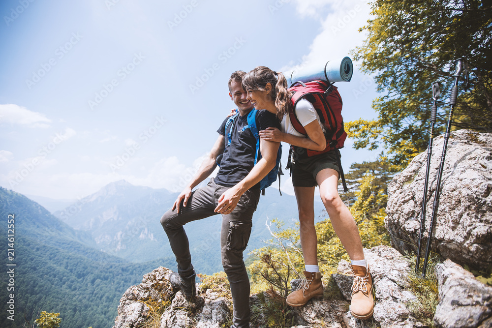 Hikers enjoying on the hiking trip Stock Photo | Adobe Stock