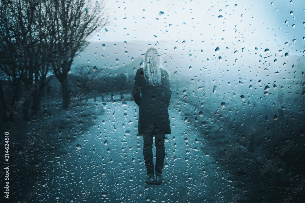 Woman In The Rain Sad