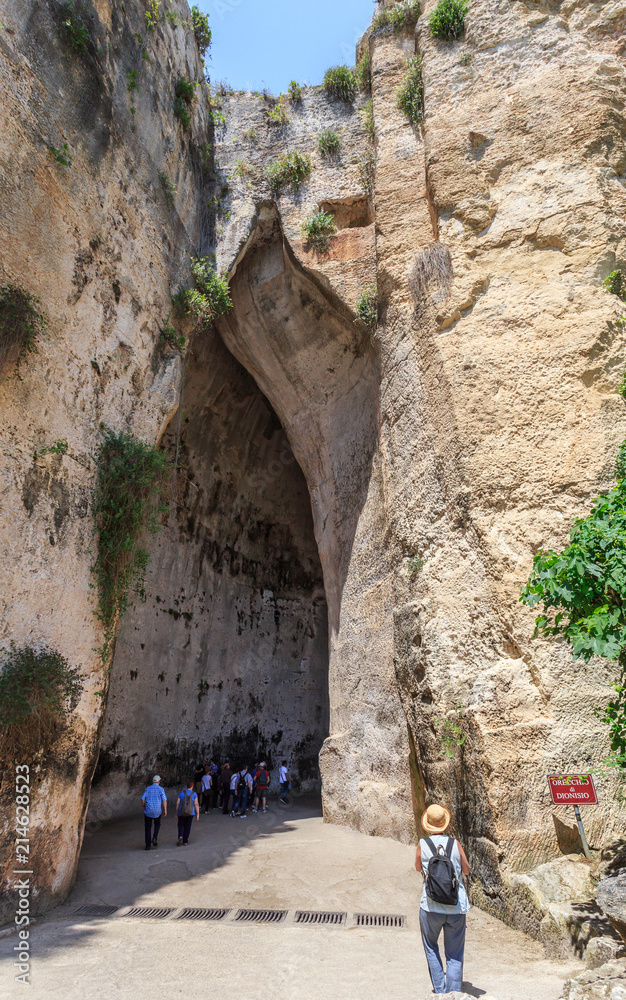Cave Ear of Dionysius (Orecchio di Dionisio ) in Syracuse, formed out ...