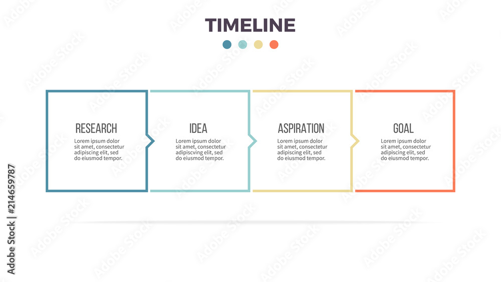 Business infographics. Timeline with 4 steps, options, squares. Vector ...