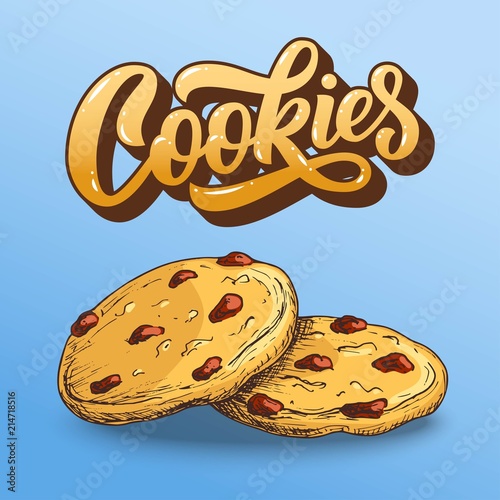 Cookies hand lettering, custom typography, cartoon letters with sketch ...