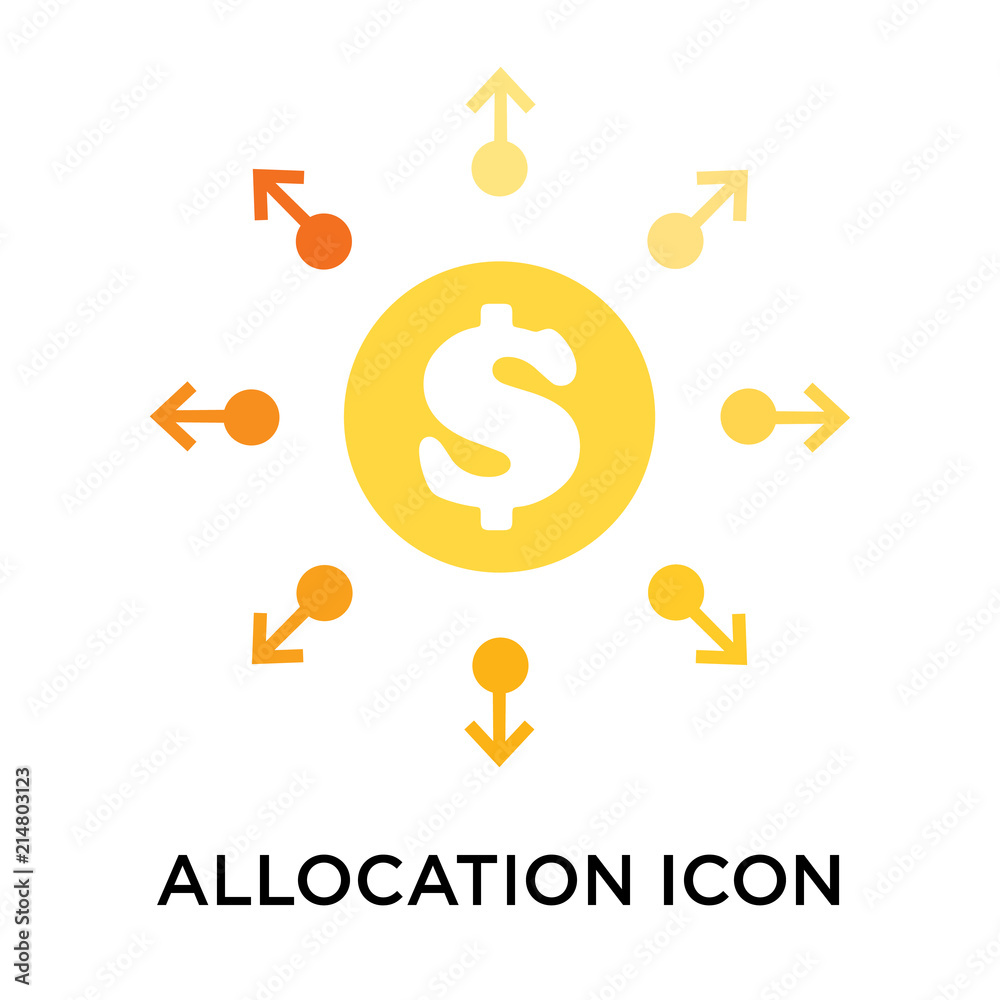 Allocation icon vector sign and symbol isolated on white background ...