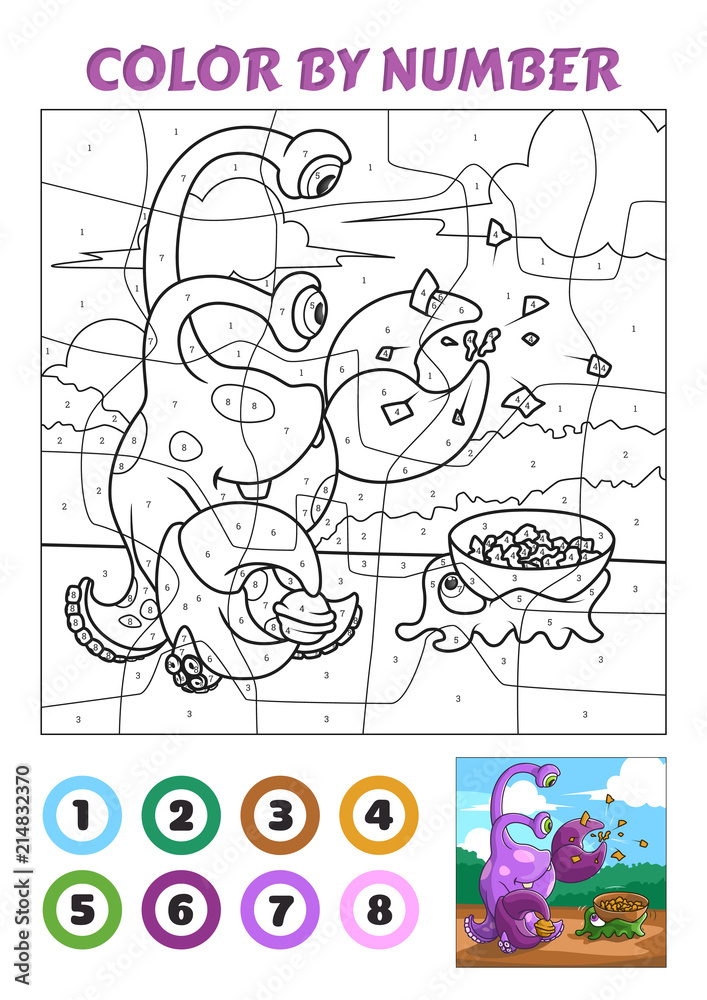 Color by Number is an educational game for children. Violet Crabtopus ...