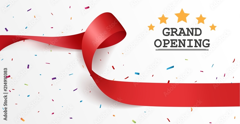 Grand opening background with red ribbon Stock Vector | Adobe Stock