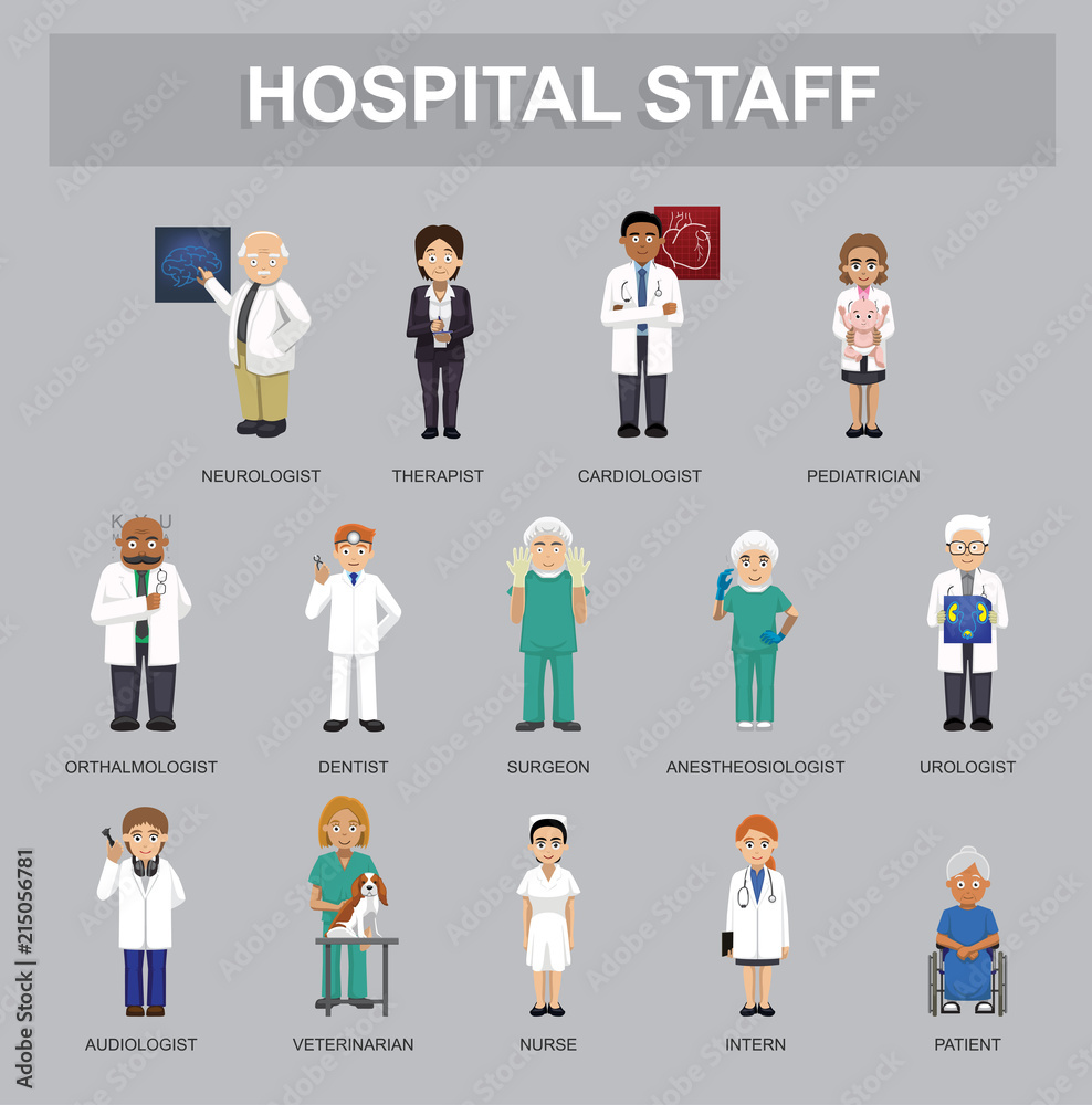 Hospital Staff Cartoon Characters Cartoon Vector Illustration Stock ...