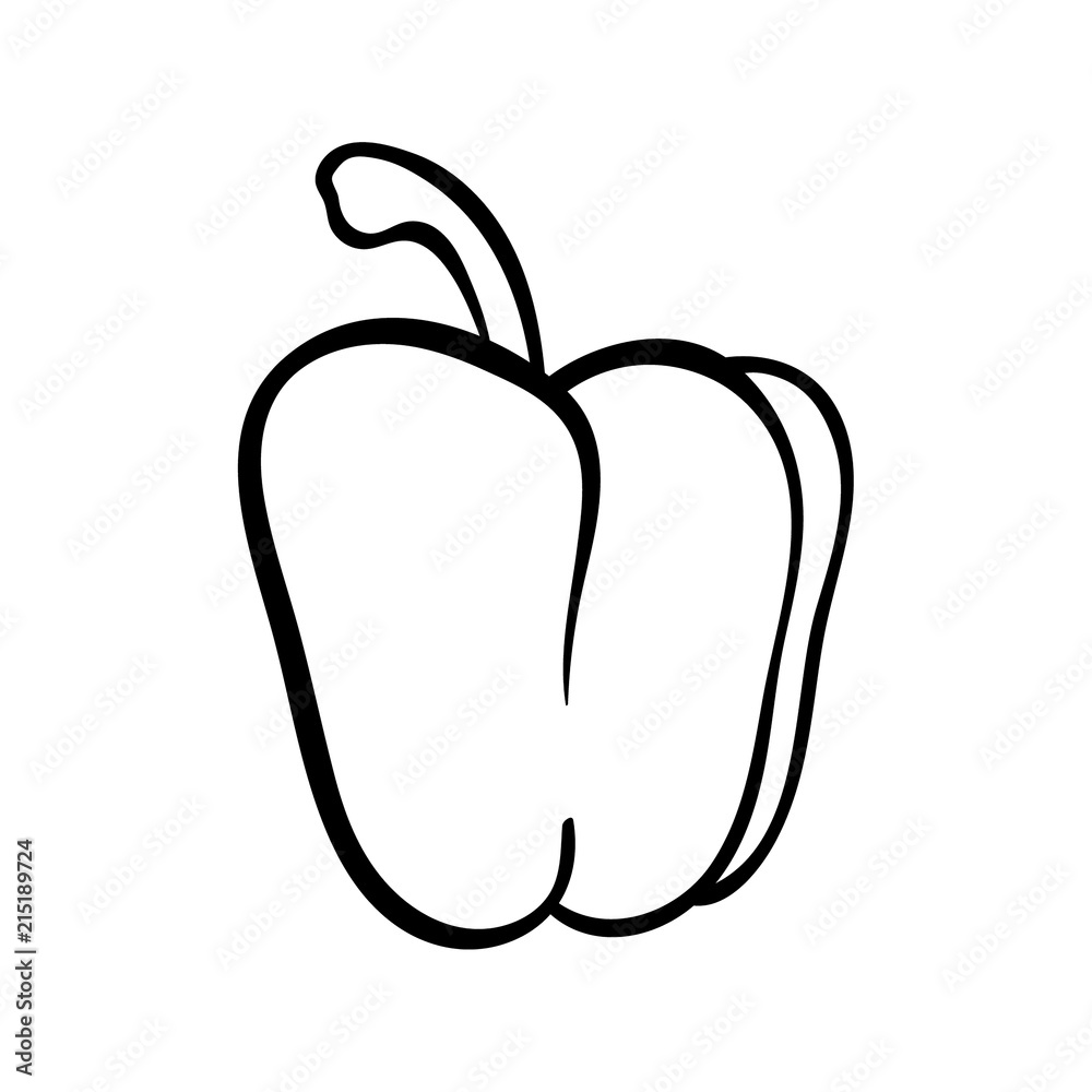 Vector hand drawn illustration of a peper. Outline doodle icon. Food ...