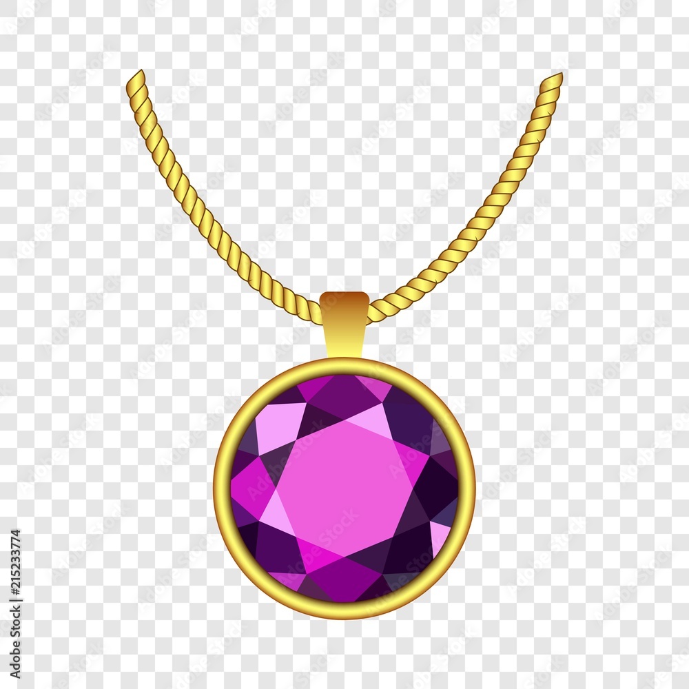 Amethyst necklace icon. Realistic illustration of amethyst necklace ...