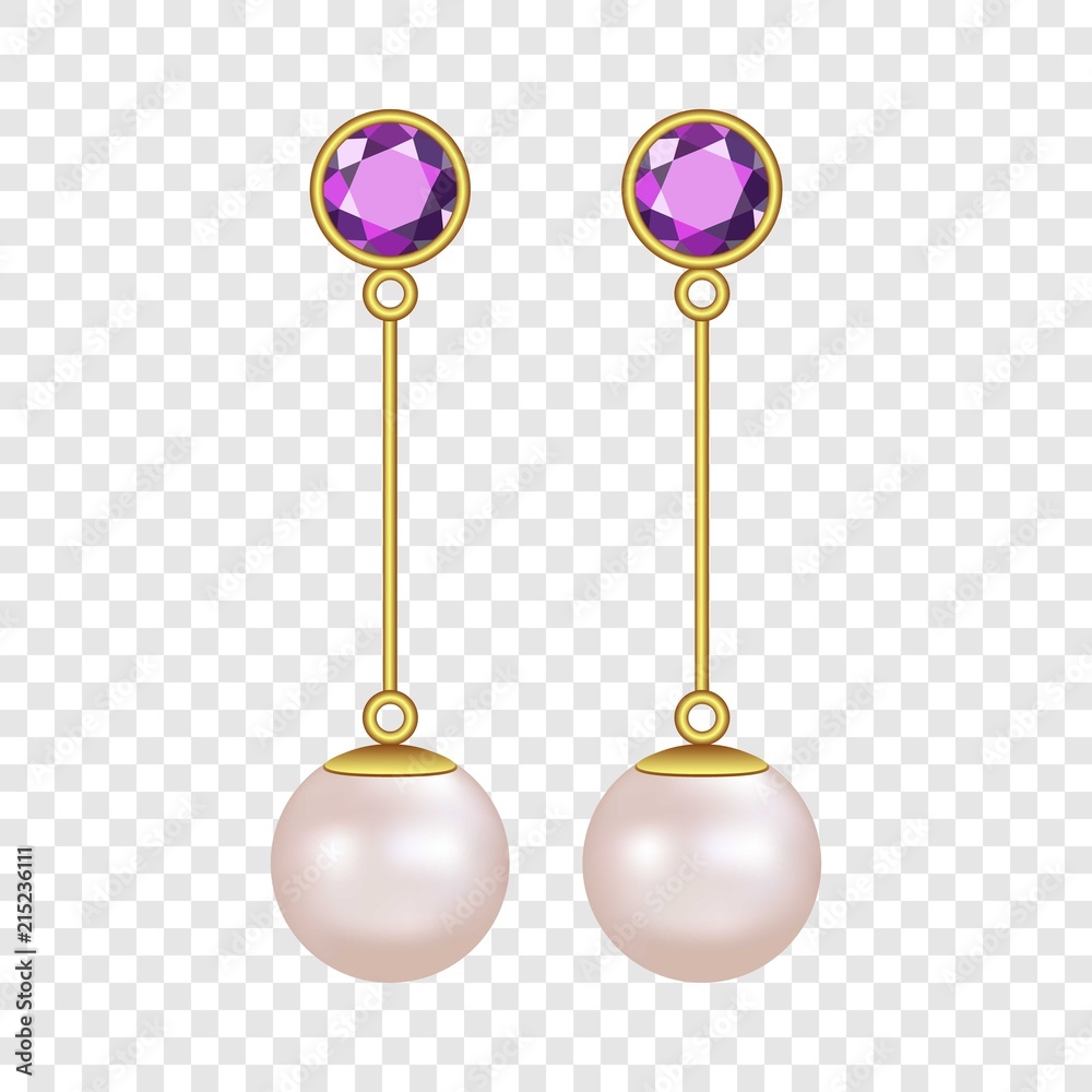 Pearls earrings mockup. Realistic illustration of pearls earrings ...