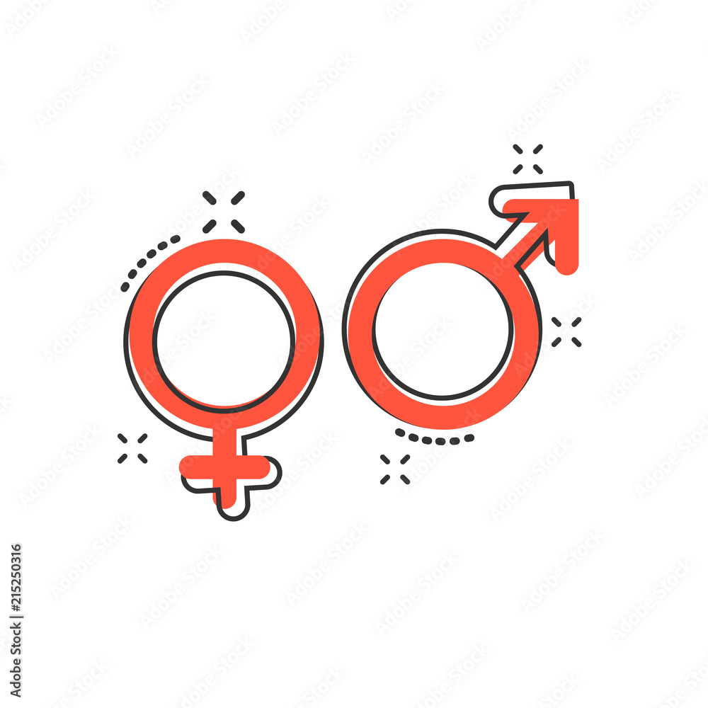 Vector cartoon gender icon in comic style. Men and women sign ...