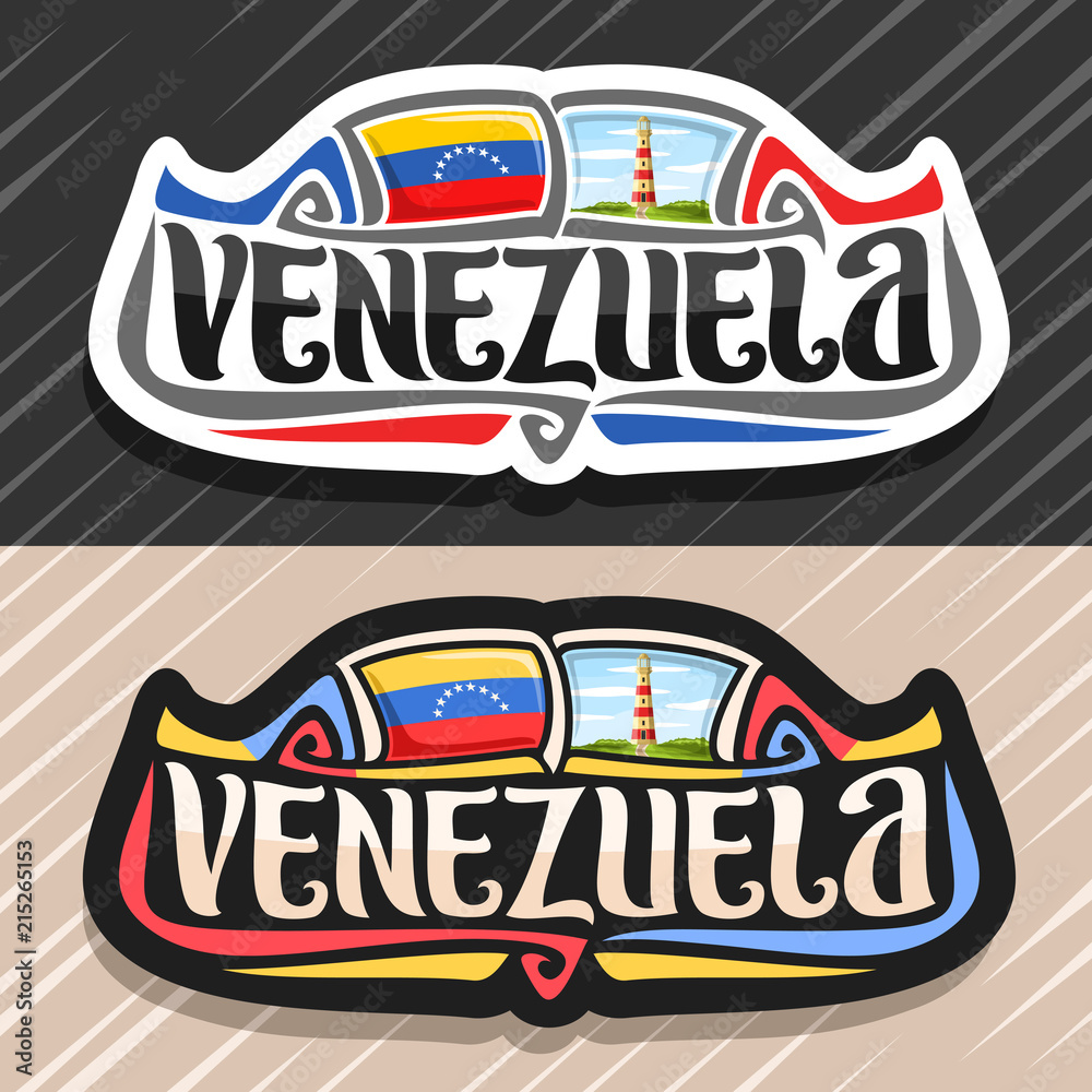 Vector logo for Venezuela country, fridge magnet with venezuelan flag ...